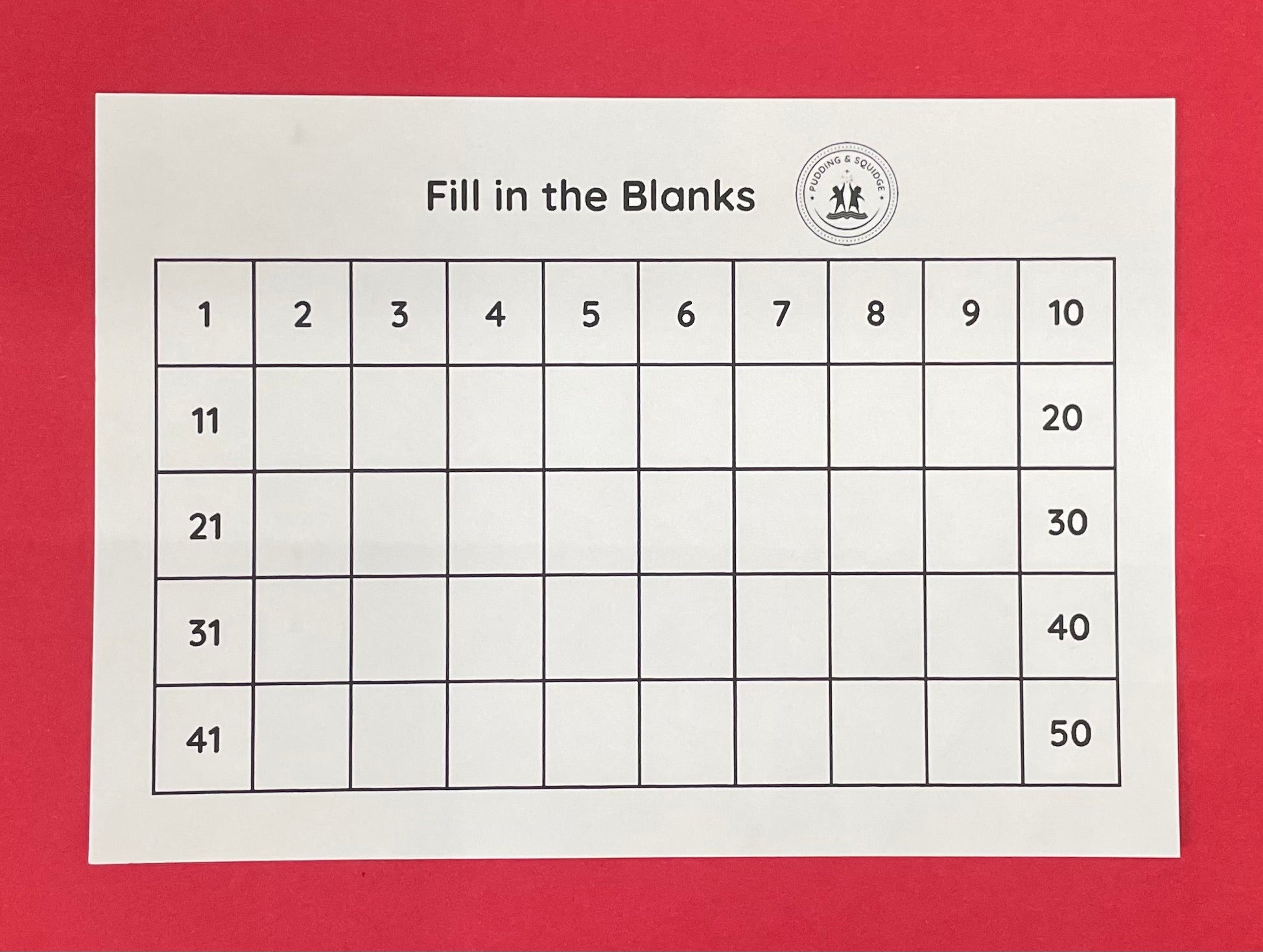 Fill in the Blanks Grid – Pudding&Squidge